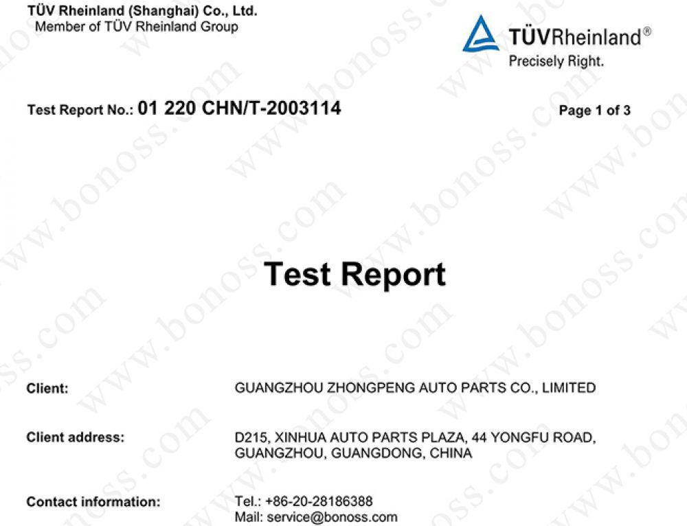 TUV Test Report for BONOSS Titanium Exposed Wheel Stud Conversion ...