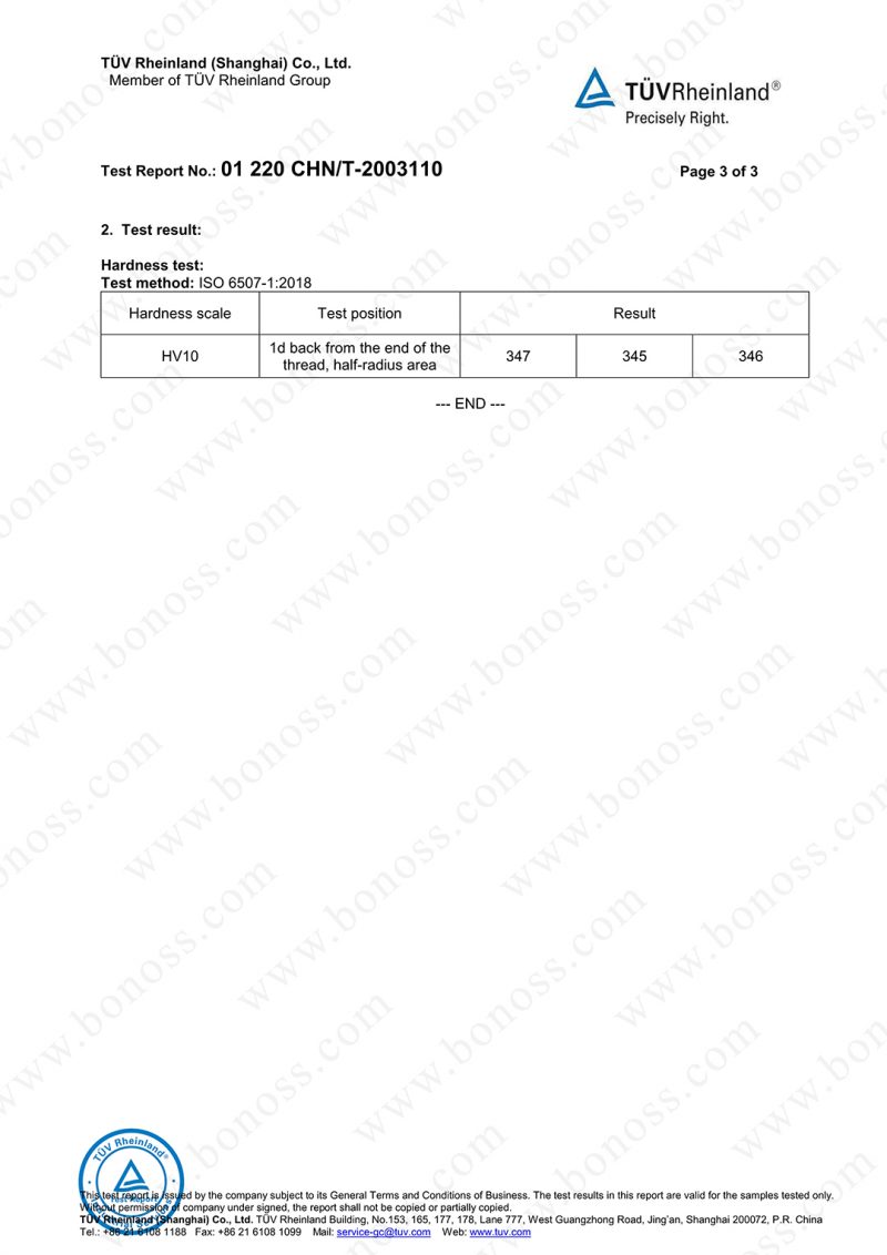 TUV Test Report for BONOSS Titanium Exposed Wheel Stud Conversion ...