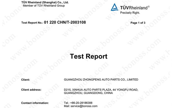 TUV Certification - BONOSS