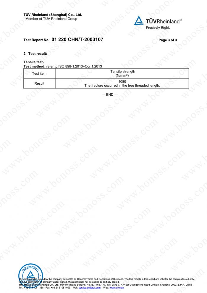 TUV Test Report for BONOSS Titanium Exposed Wheel Stud Conversion ...