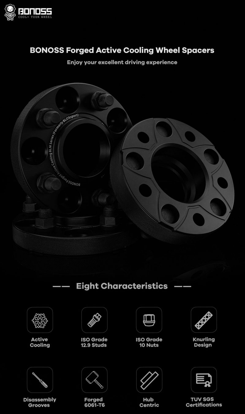 BONOSS Forged Active Cooling Aluminum 6061-T6 Wheel Spacers Hubcentric ...