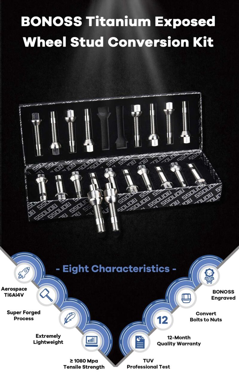 BONOSS Forged Titanium Exposed Wheel Stud Conversion Kit for Toyota GR ...