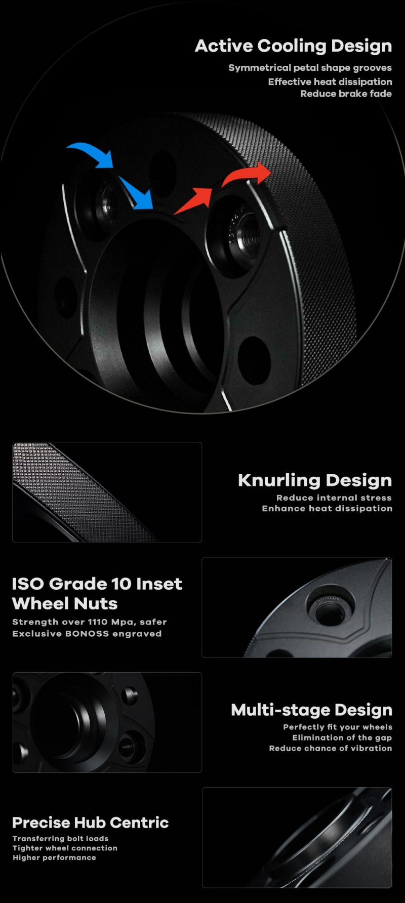 BONOSS Forged Active Cooling Hubcentric 4x98 CB58.6 Billet 6061-T6 ...