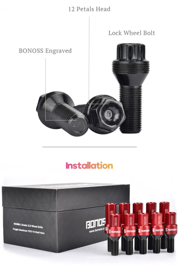 BONOSS Forged Grade 12.9 Shell Type Wheel Lock & Bolt Kit (20+4) For ...