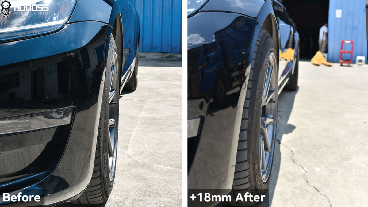 BONOSS Forged Active Cooling Tesla Model 3 Wheel Spacers 25mm Before ...