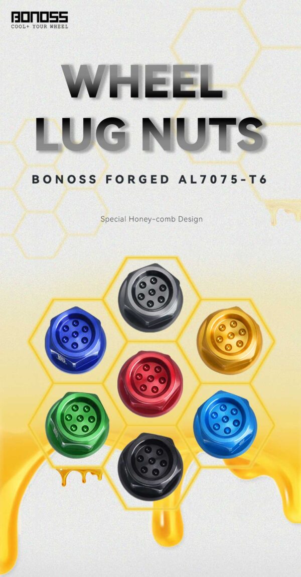 BONOSS Honeycomb Style Aluminum Wheel Lug Nuts Forged 7075-T6 for ...