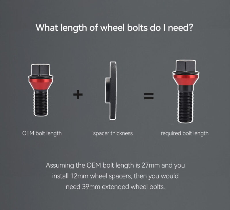 BONOSS Forged Grade 12.9 Extended Wheel Bolts M14x1.5 for Mercedes-Benz ...