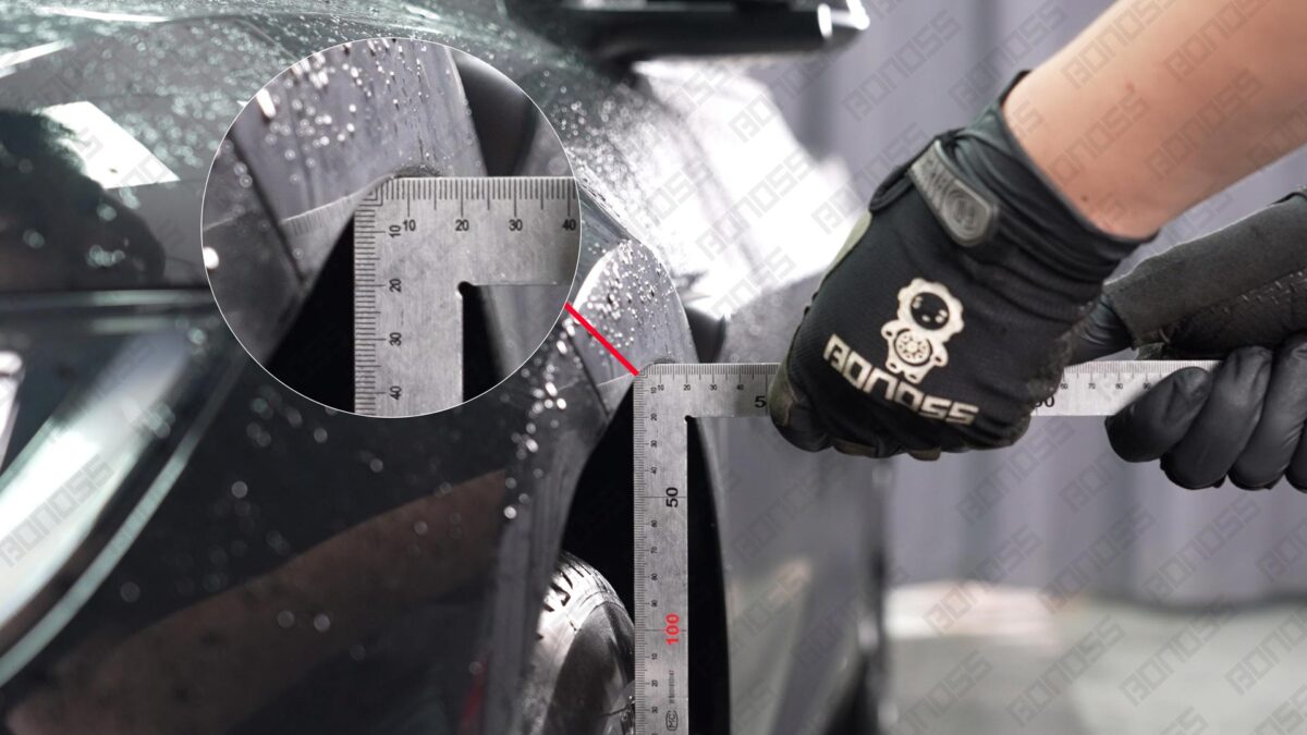 BONOSS Measuring 2023 Tesla Model 3 RWD Wheel Spacer Guide